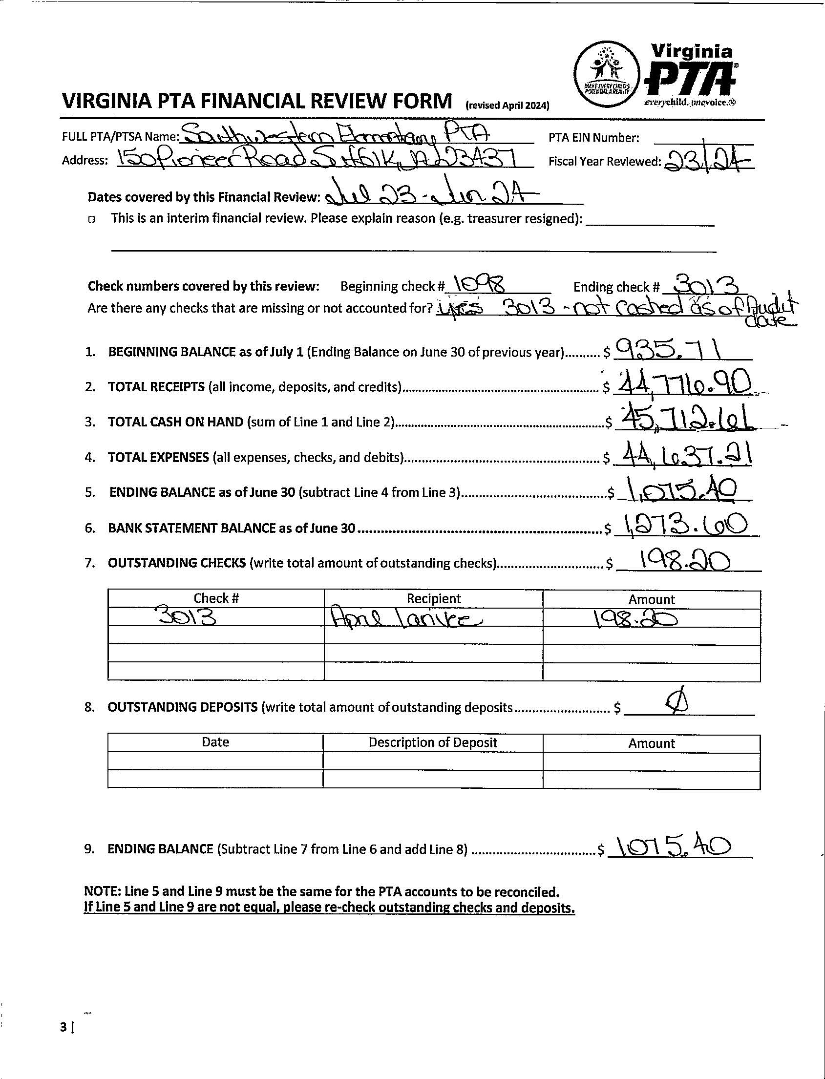 PTA Member Documents – Southwestern Elementary PTA